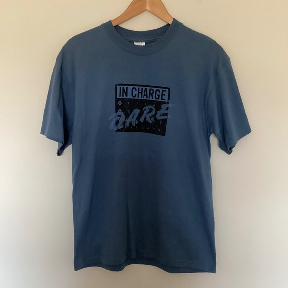 Gildan | Shirts | Vtg 9s Dare Dare In Charge Blue Tshirt Mens M Anti ...